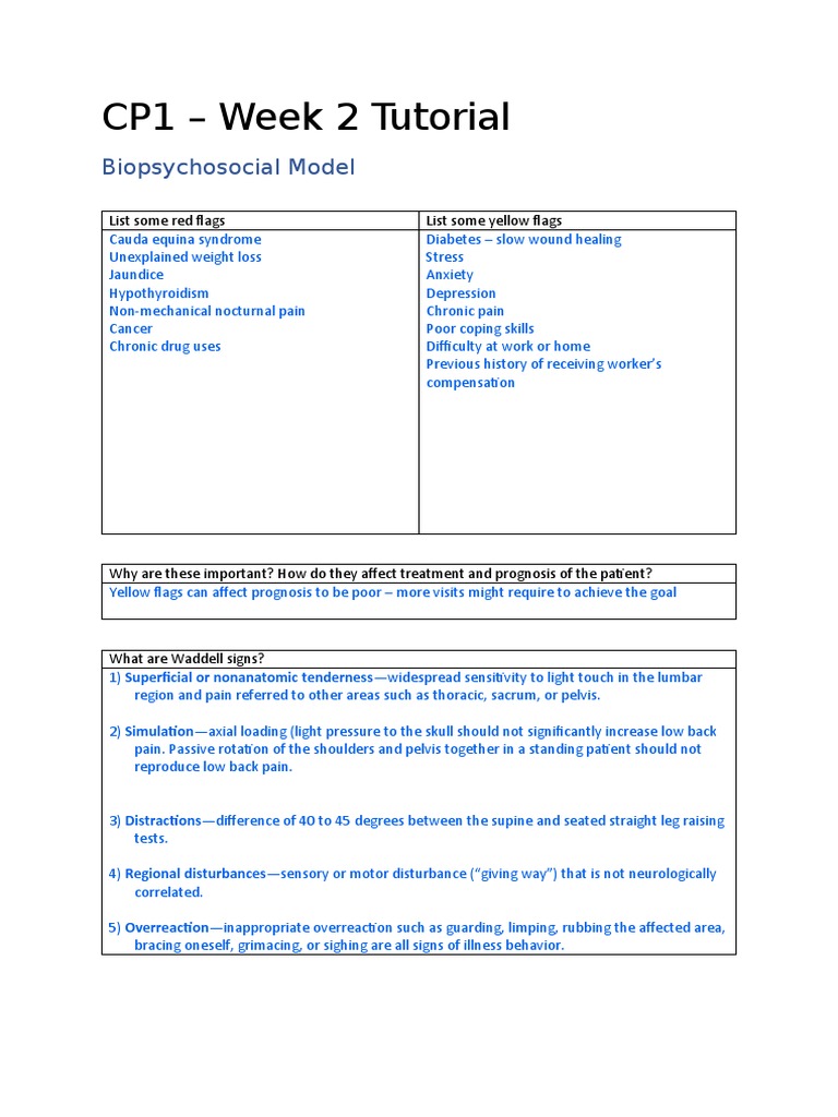 cp1 w2 Tutorial | Download Free PDF | Back Pain | Pain