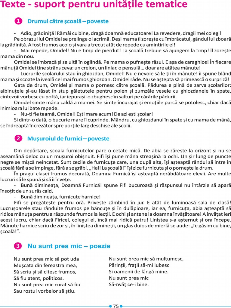 Texte Clasa Pregatitoare | PDF