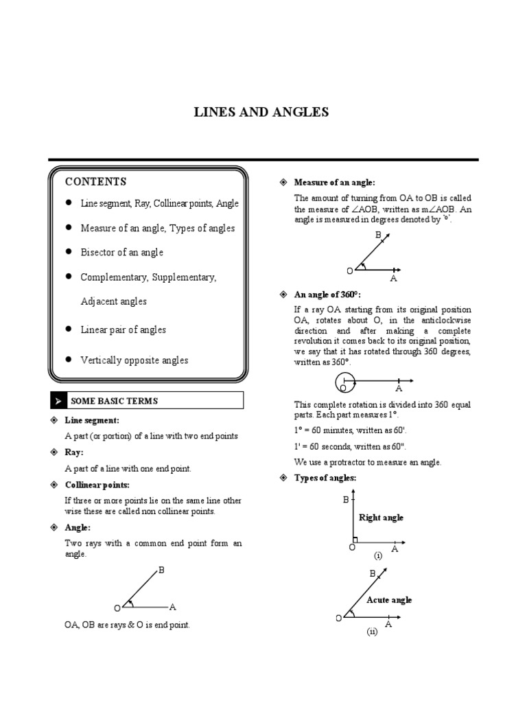 Lines and Angles | PDF | Space | Elementary Geometry
