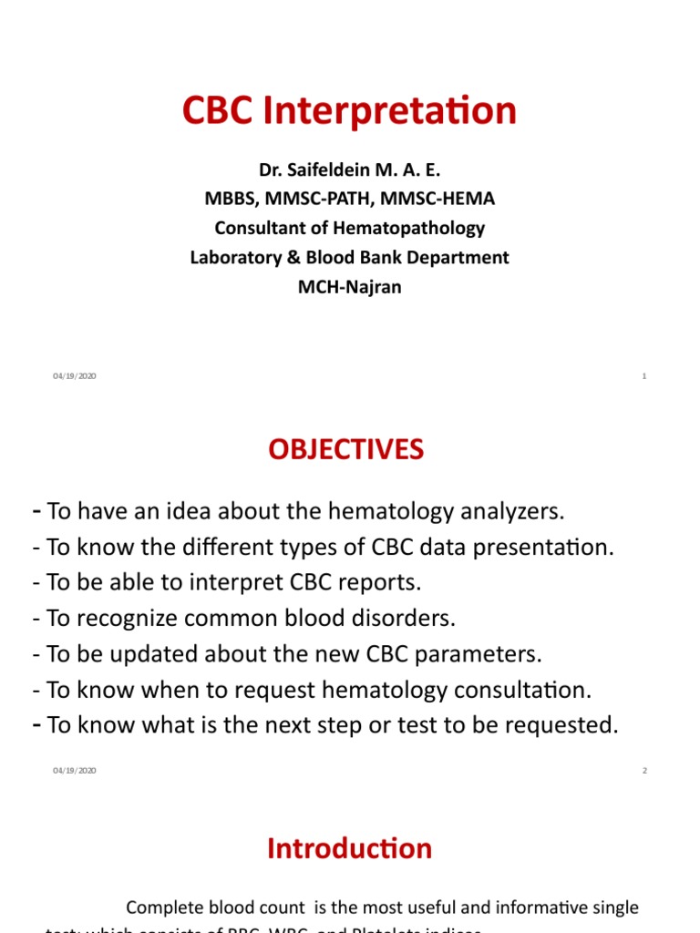 CBC Interpretation Guide | PDF | Anemia | Hematology
