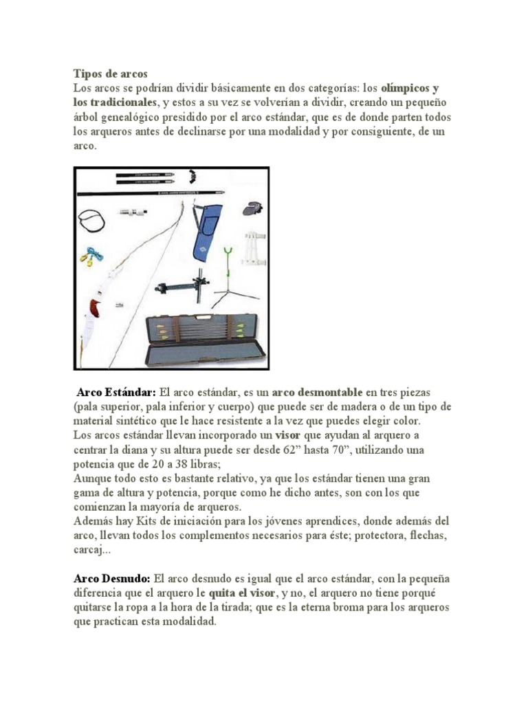 Tipos de Arco | PDF | Tiro al arco | Arco y flecha