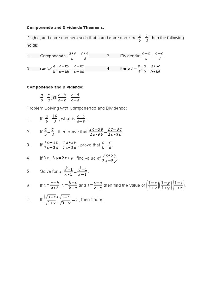 Componendo Dividendo | PDF