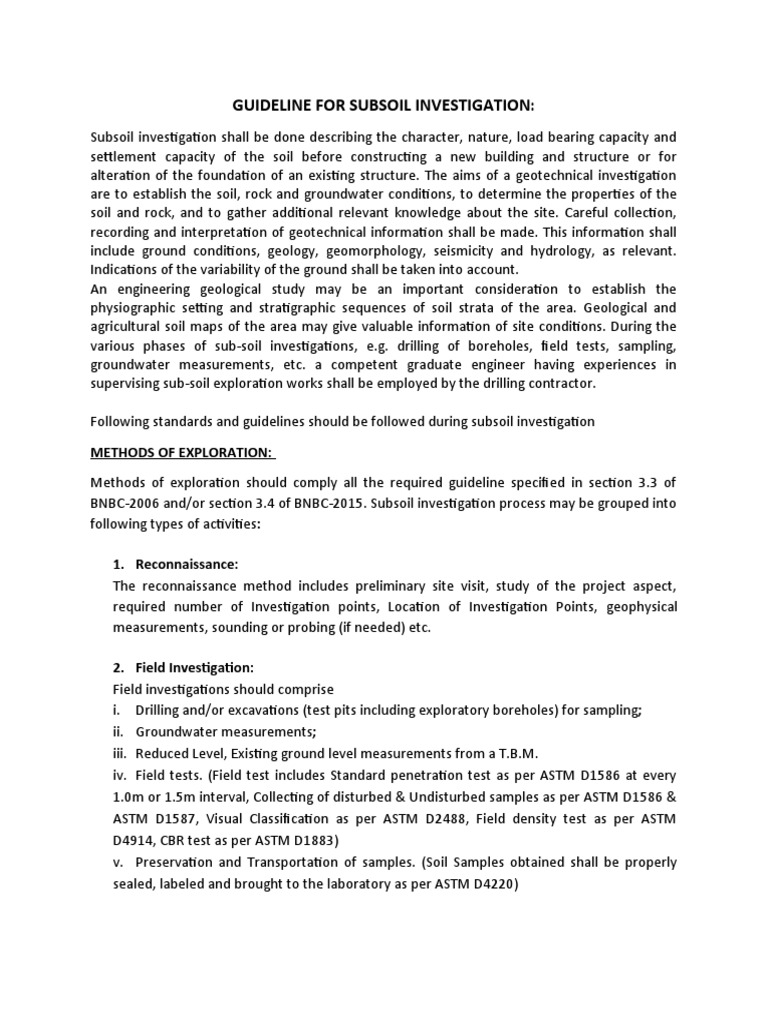 Guideline For Subsoil Investigation | PDF | Geotechnical Engineering ...