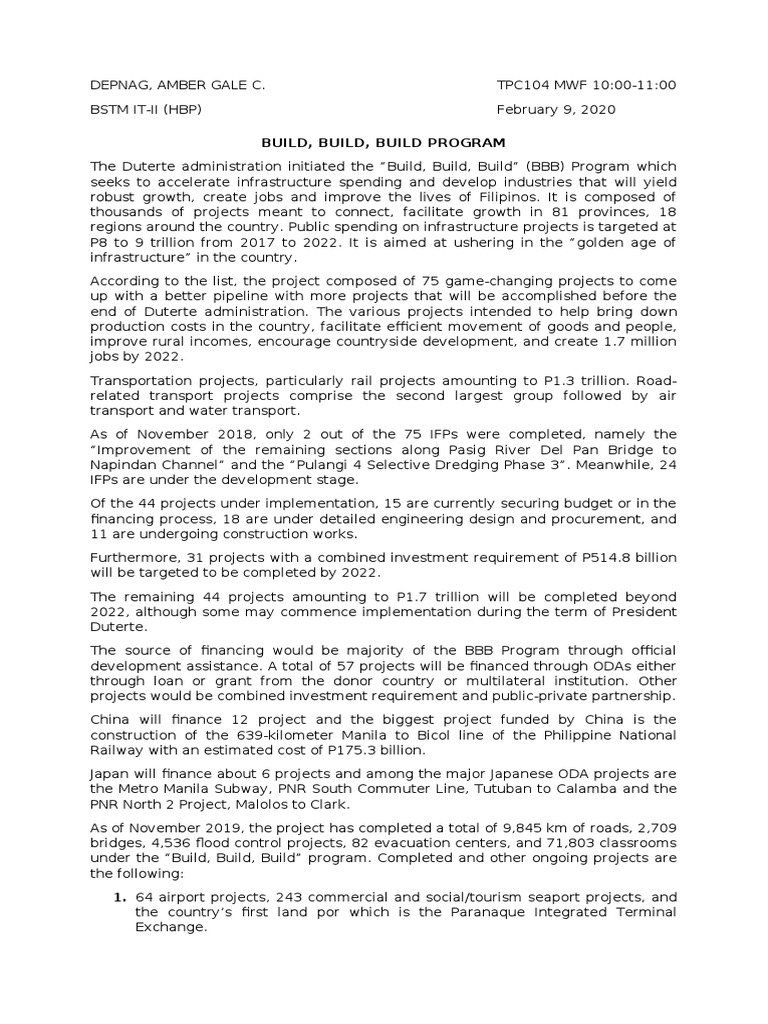Build Build Program | PDF | Metro Manila | Transport