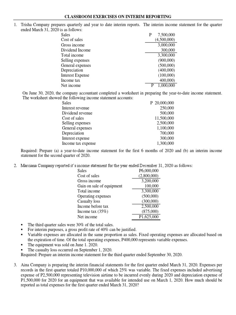CE Interim Reporting | PDF | Income Statement | Expense