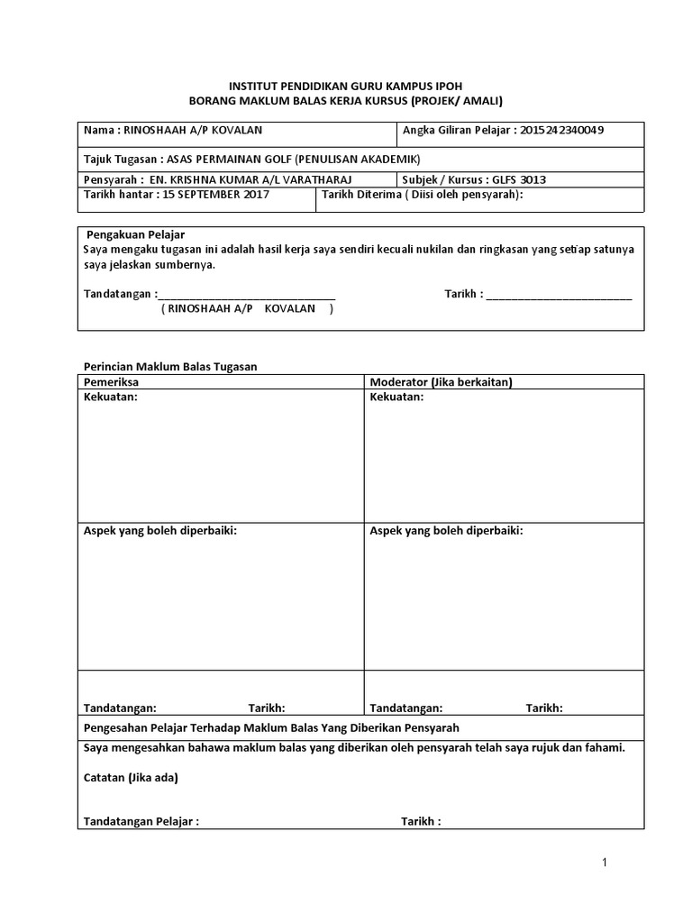 Golf Assignment | PDF