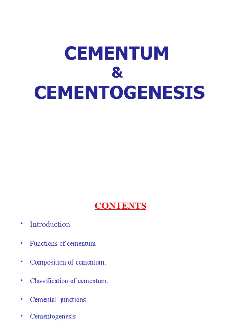 CEMENTUM & Cementogenesis | PDF | Human Tooth | Dentin