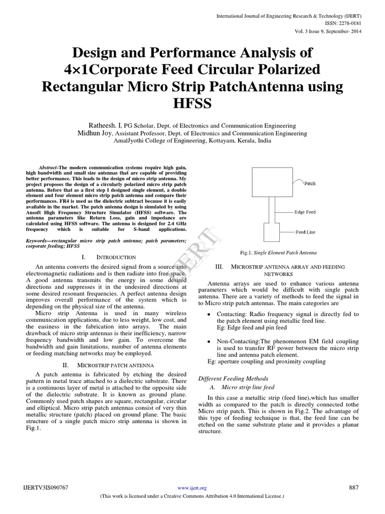 Design and Performance Analysis of 41 Corporate Feed Circular Polarized Rectangular Micro Strip ...