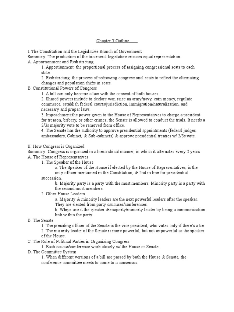 Gov Chapter 7 Outline | United States Congressional Committee | United ...
