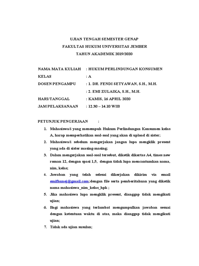 UTS Hukum Perlindungan Konsumen | PDF