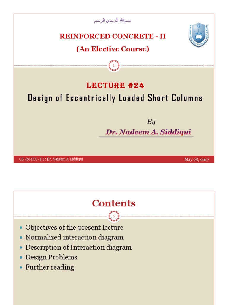 CE 370-Lecture-24 (Design of Eccentrically Loaded Short Columns) (Read ...