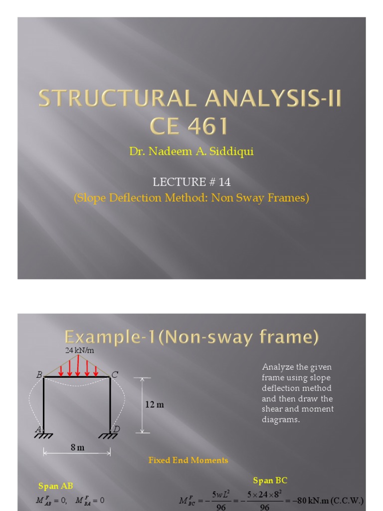 CE 461-Lecture 14 (Slope Deflection Method-Non-Sway Frames) (Read-Only) | PDF | Mechanical ...