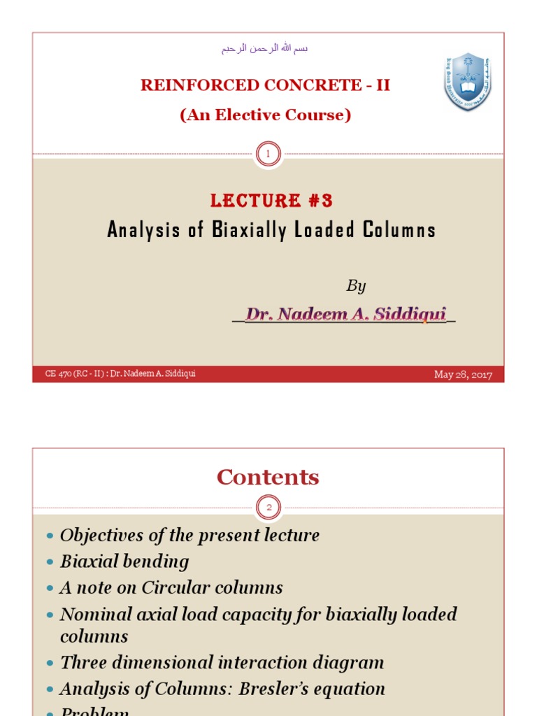 CE 470-Lect-3 (Analysis of Biaxially Loaded Columns) (Read-Only) | PDF ...