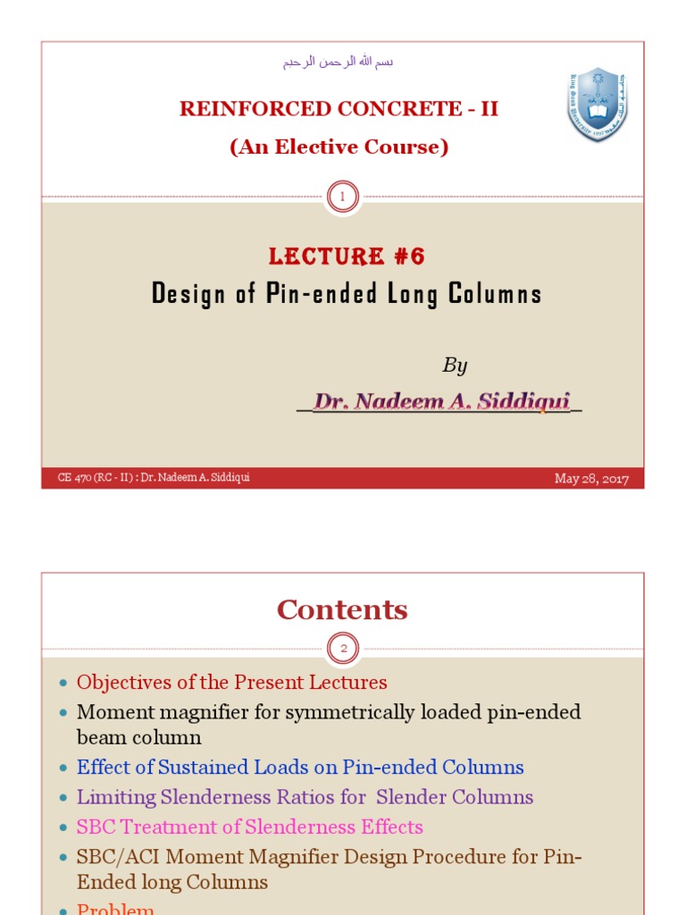 Design of Pin-ended Long Columns | PDF | Buckling | Column