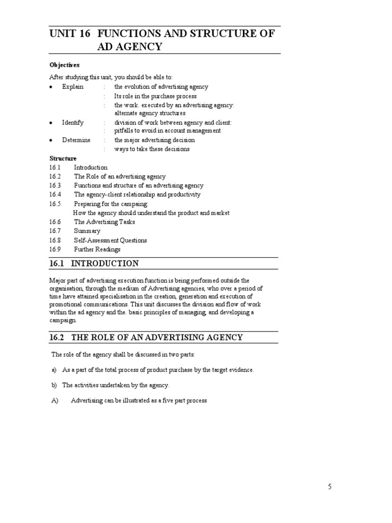 17 Functions and Structure of Ad Agency | PDF | Target Audience ...
