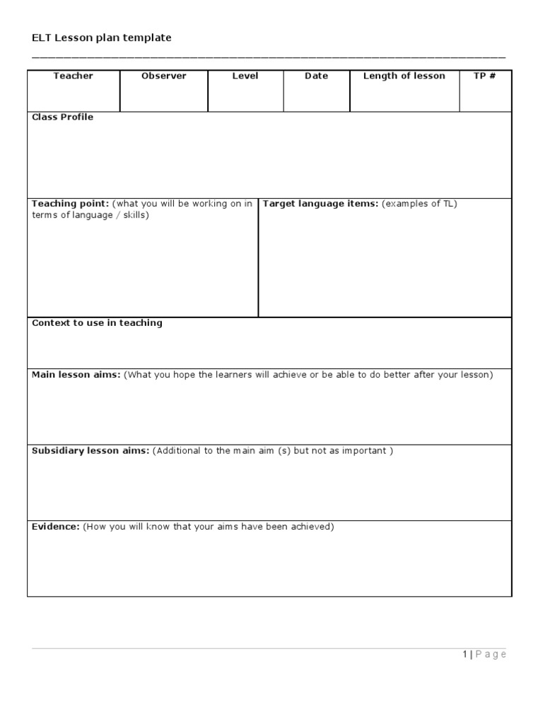tefl-lesson-plan-template