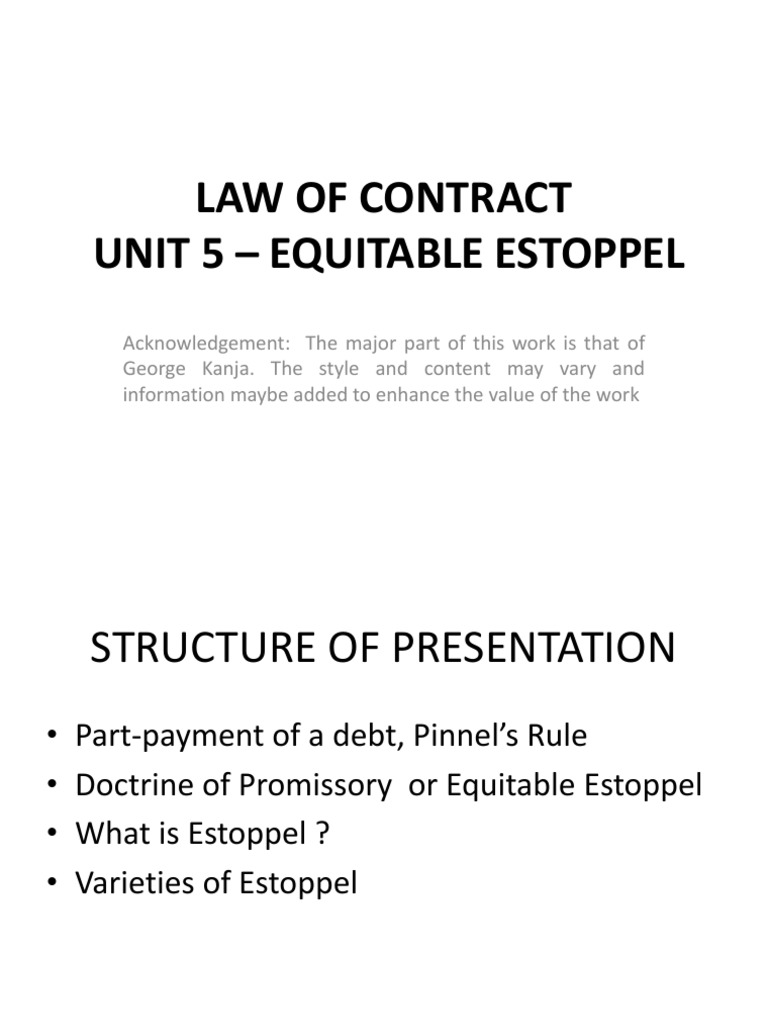 Unit 5-Equitable Estoppel | PDF | Estoppel | Common Law