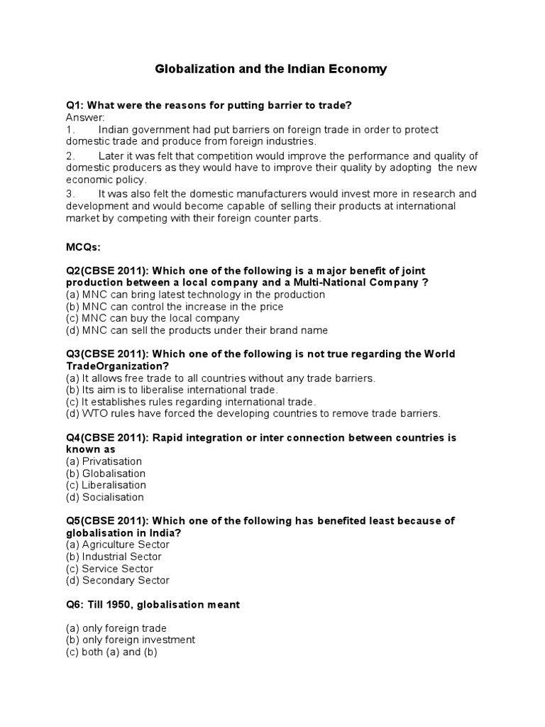 Globalization and The Indian Economy | PDF | Labour Economics | Multinational Corporation