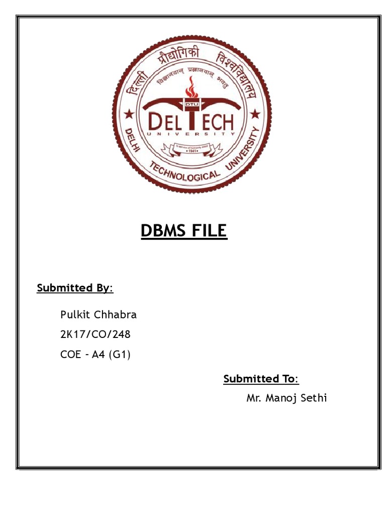 Dbms File: Submitted by | PDF | Microsoft Access | Sql