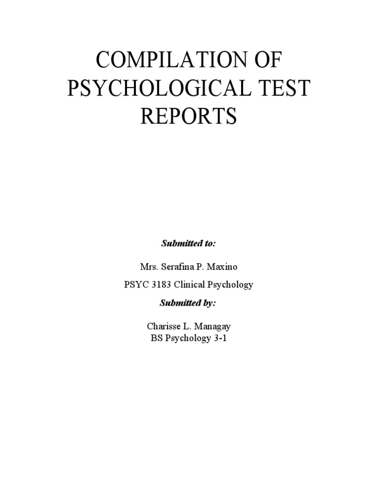 Compilation of Psychological Test Reports | PDF | Narcissism ...