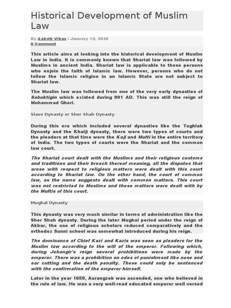 Historical Development of Muslim Law | PDF | Sharia | Shia Islam