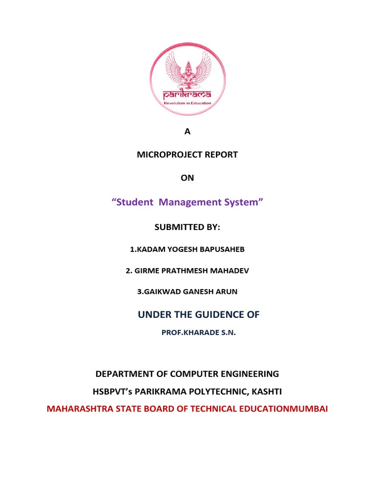 "Student Management System": A Microproject Report ON | PDF | Input ...