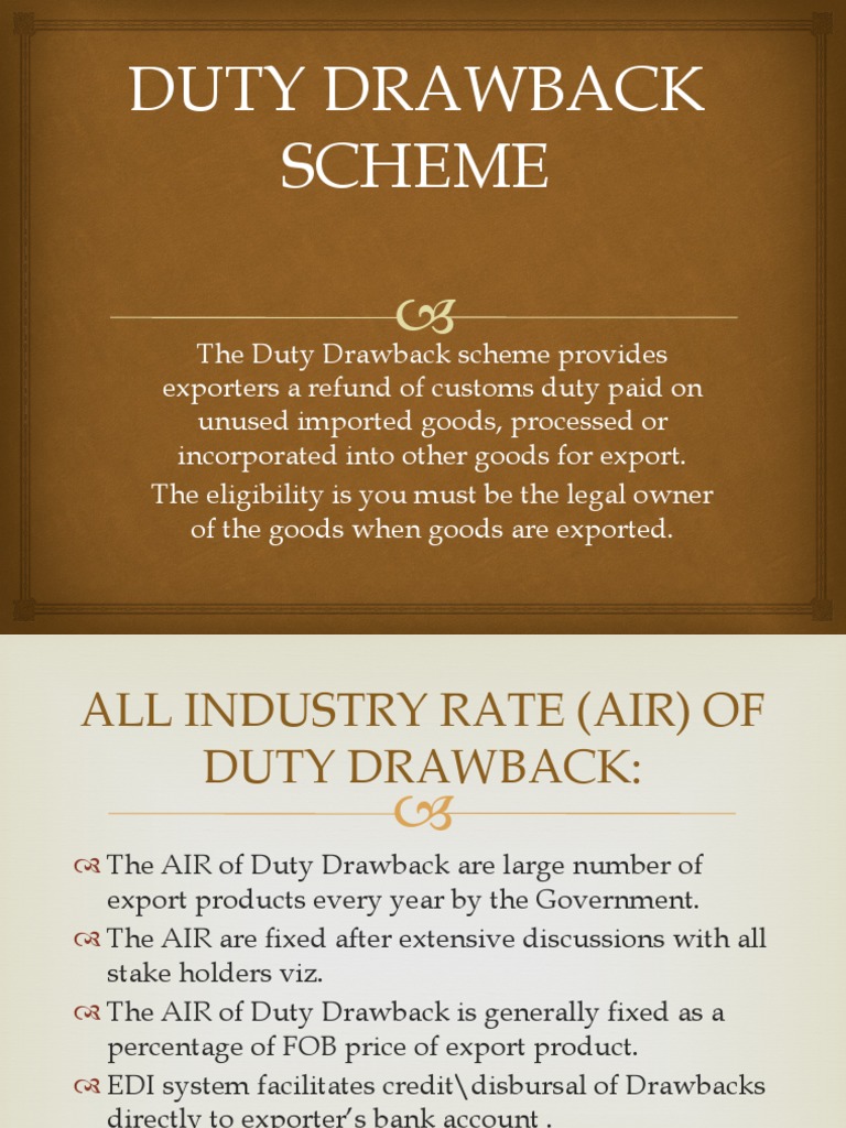 Duty Drawback Scheme | PDF | Exports | Government