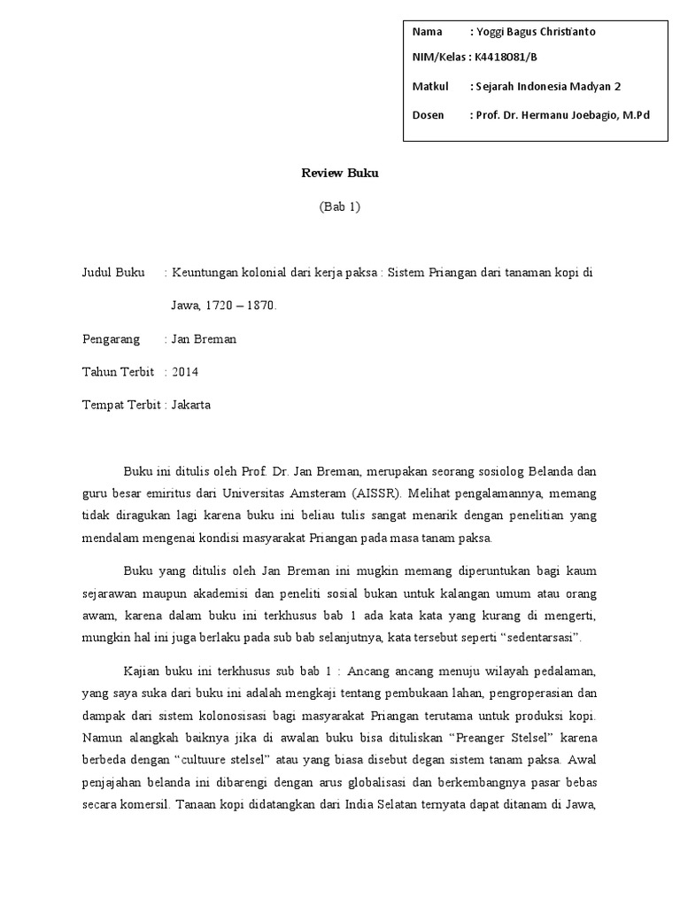 (Yoggi Bagus C) Review Buku Jan Breman Untung Koloni Dari Kerja Paksa ...