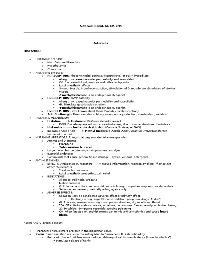 PHARMACOLOGY (Autocoid-Renal-GI-CV-CNS) | PDF | Angiotensin | Drugs
