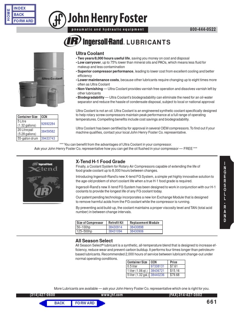 Ingersoll Rand Lubricantes PDF | PDF | Coolant | Lubricant