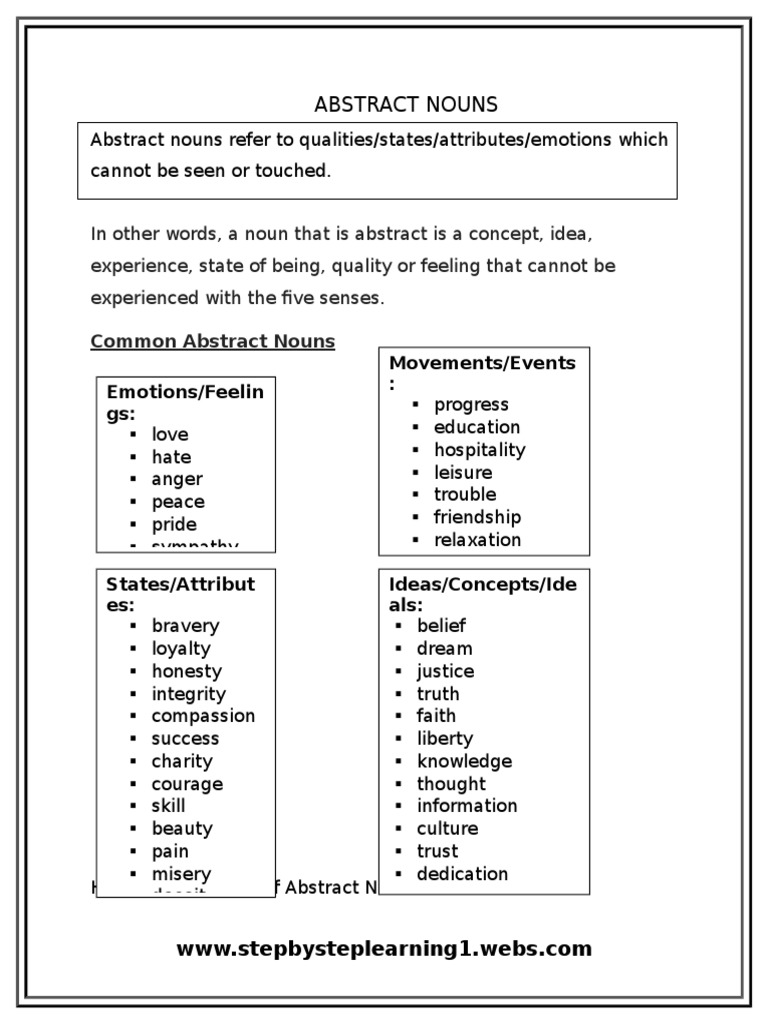 Abstract Nouns | PDF | Courage | Ethical Principles