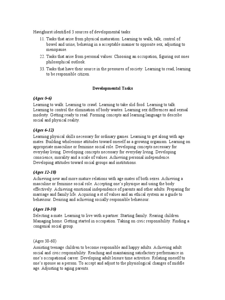 (Ages 0-6) : Developmental Tasks | PDF | Value (Ethics) | Family