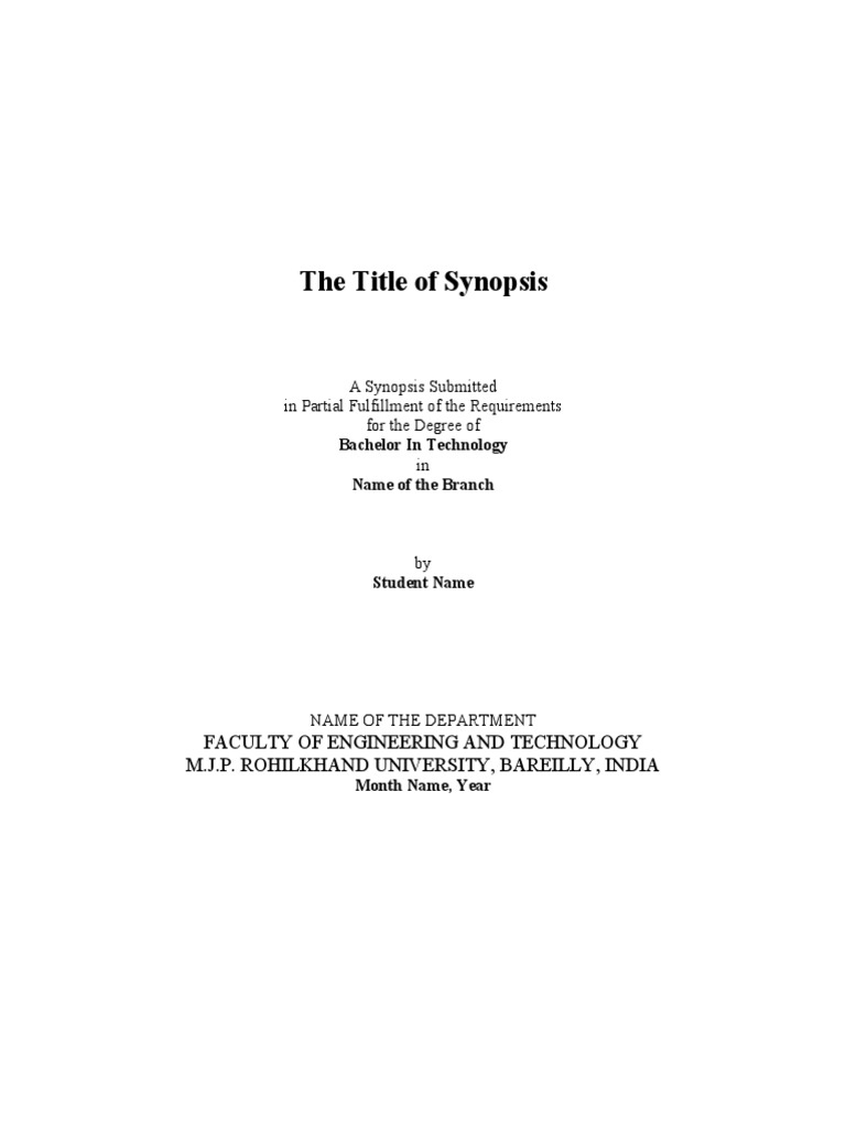 Synopsis Format | PDF