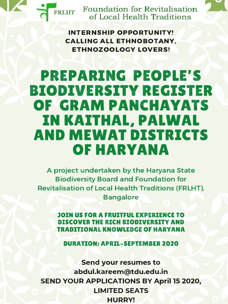 Preparing People'S Biodiversity Register of Gram Panchayats in Kaithal ...