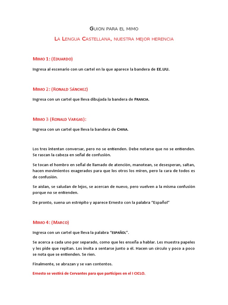Guion para El Mimo | PDF
