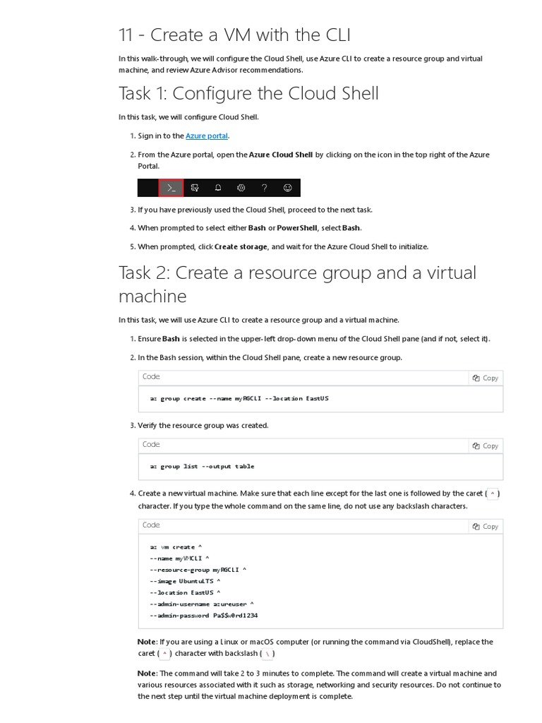 Create A VM With The CLI | PDF | Microsoft Azure | Command Line Interface