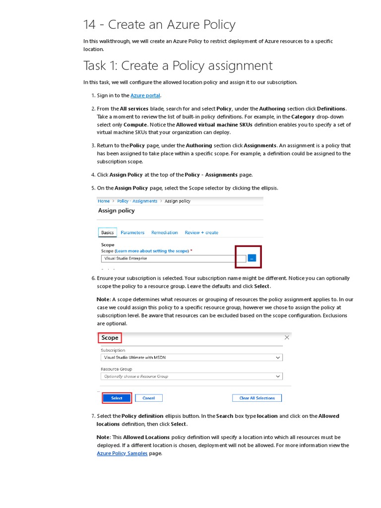 Create An Azure Policy | PDF | Microsoft Azure | Data Center