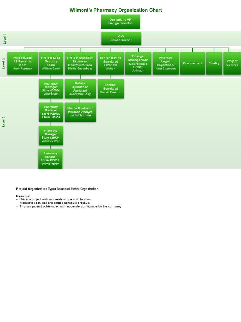 Wilmont’s Pharmacy Organization Chart: George Cranston | Business ...