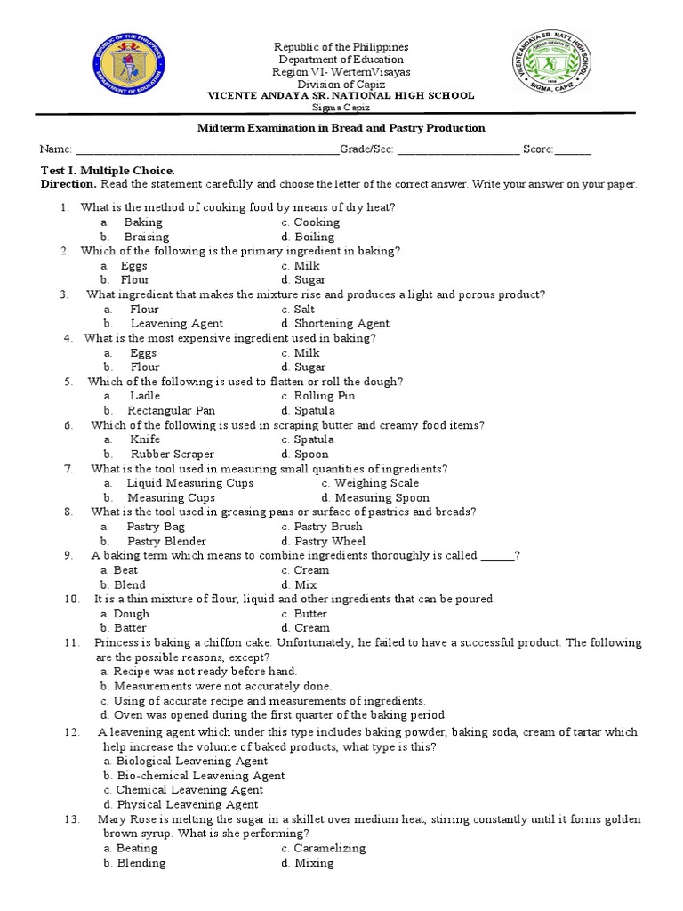 Midterm Exam in BPP | PDF | Dough | Breads