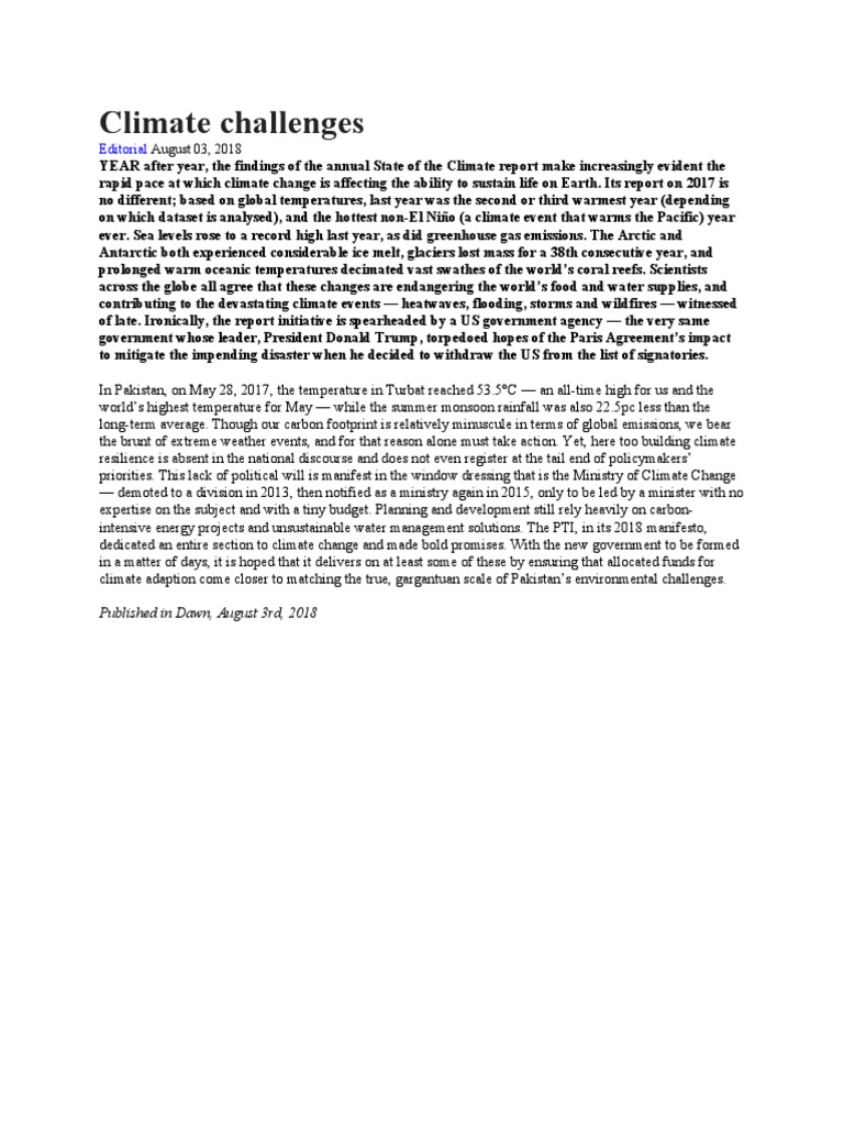 Climate Challenges: Editorial | PDF | Climate Change | Hazards