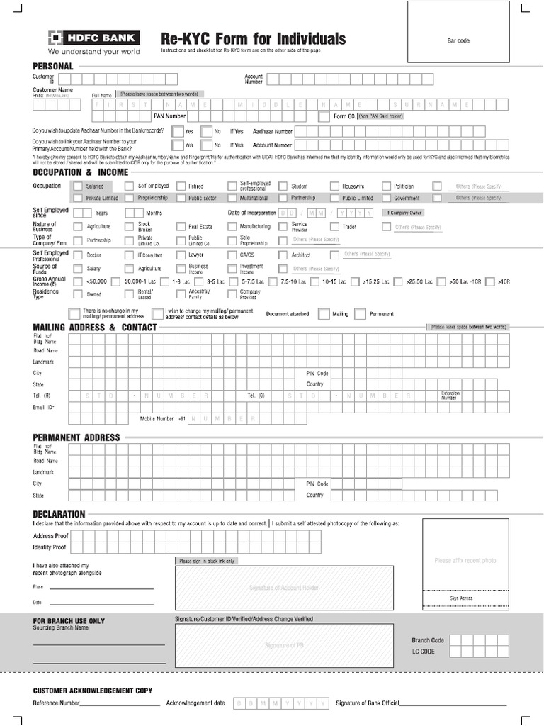 REKYC Form Individual PDF | PDF