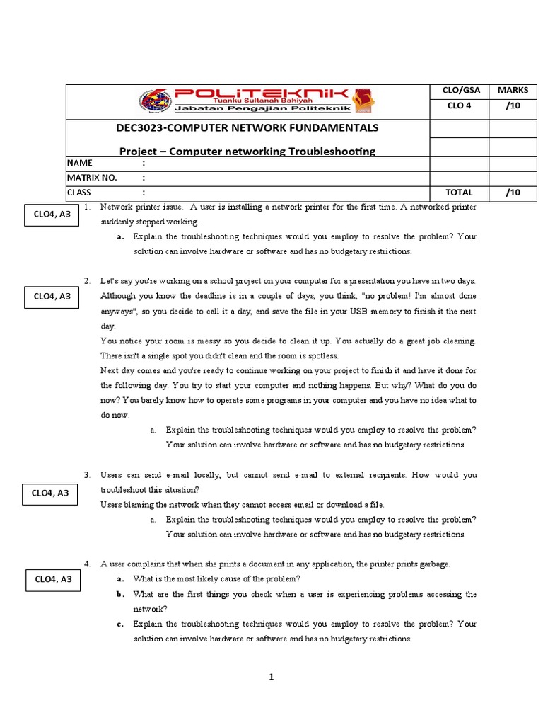 Mini Project Computer Networking Troubleshooting | PDF ...