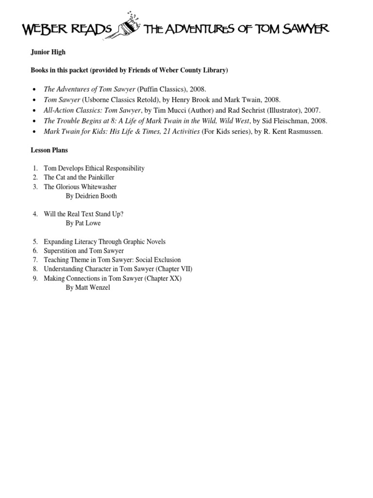 Junior High Books in This Packet (Provided by Friends of Weber County ...