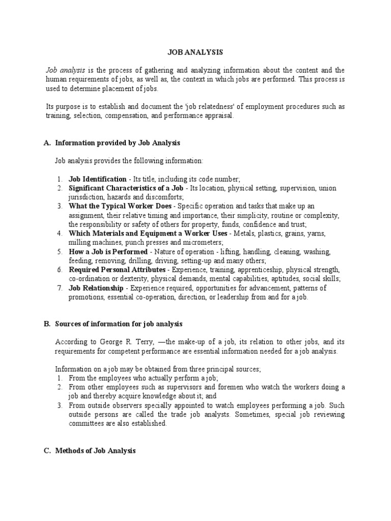 A Comprehensive Overview of Job Analysis, Job Descriptions, and Job ...