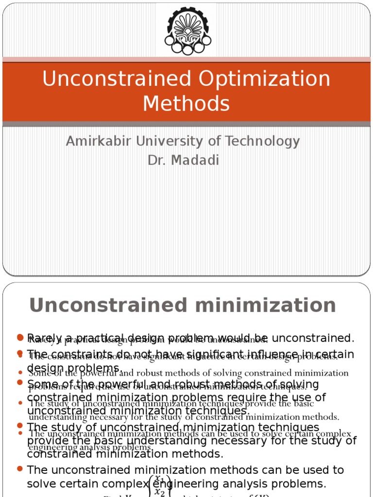 Unconstrained Optimization Methods: Amirkabir University of Technology Dr. Madadi | PDF ...