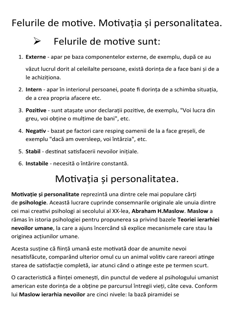 Felurile de Motive | PDF