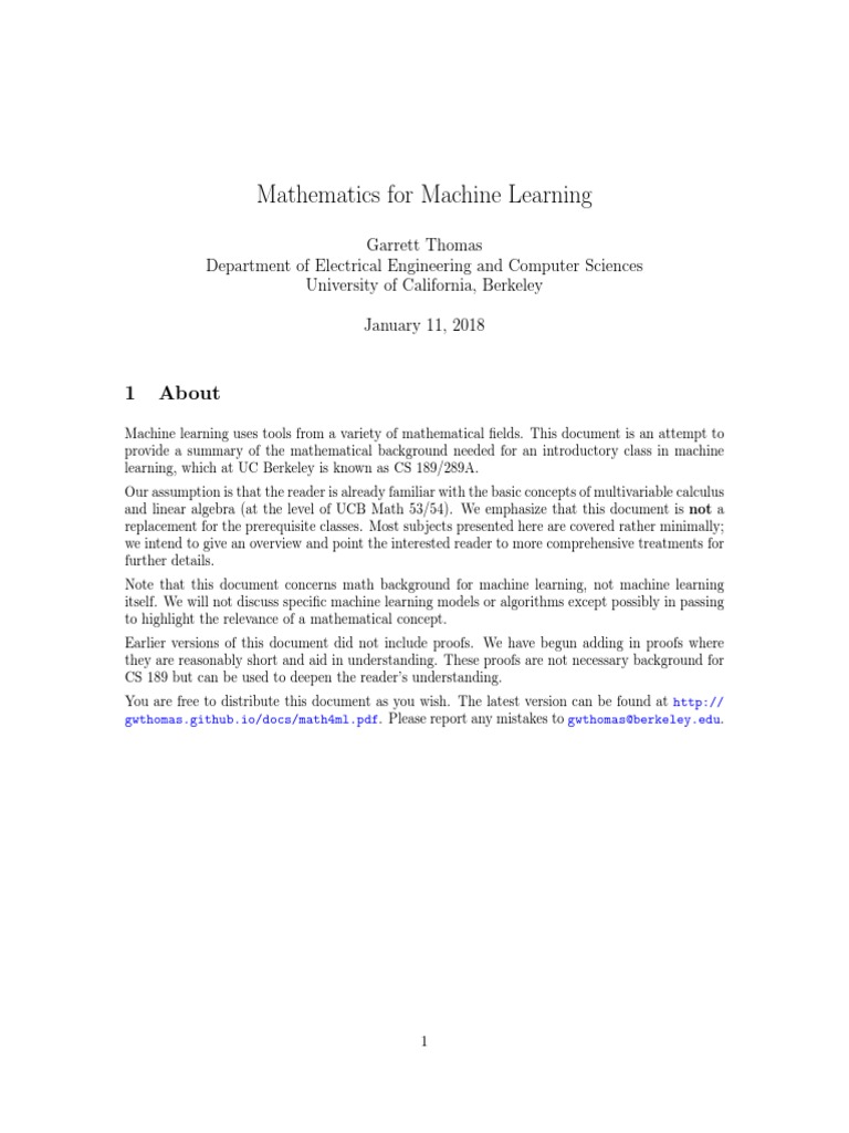 Maths For Machine Learning | PDF
