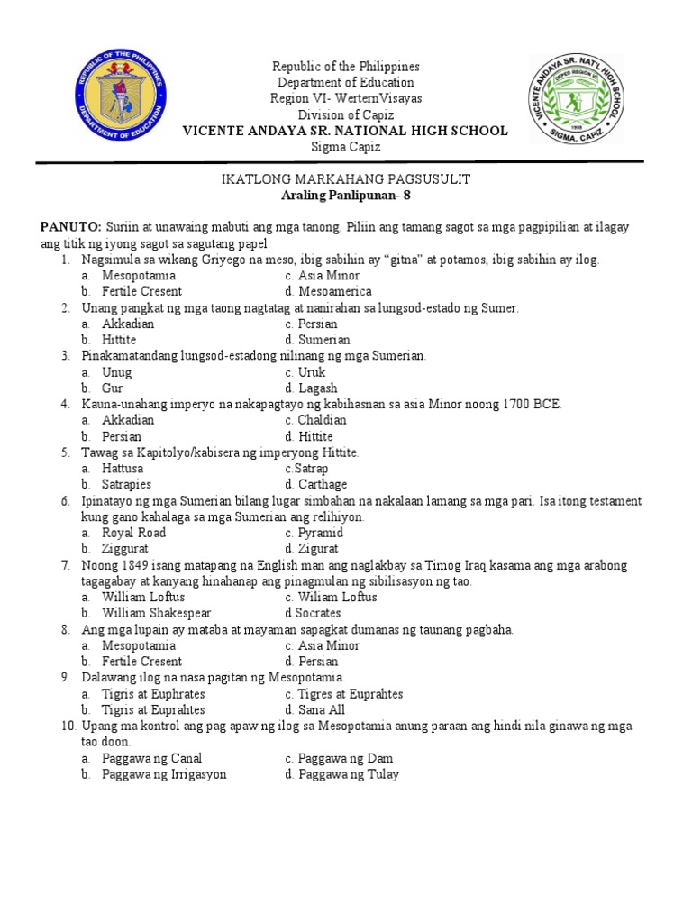 3RD Grading Exam | PDF