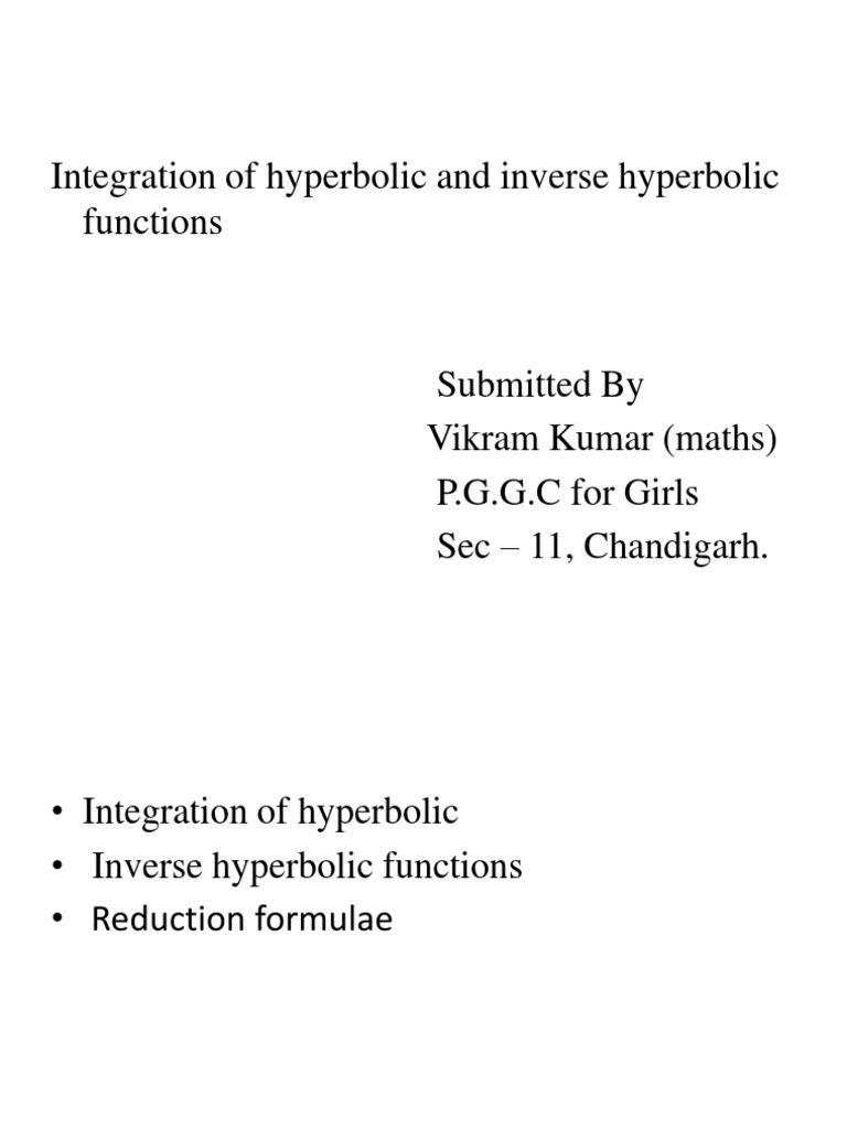 Hyperbolic and Inverse Hyperbolic Functions Final PDF | PDF | Integral | Functions And Mappings