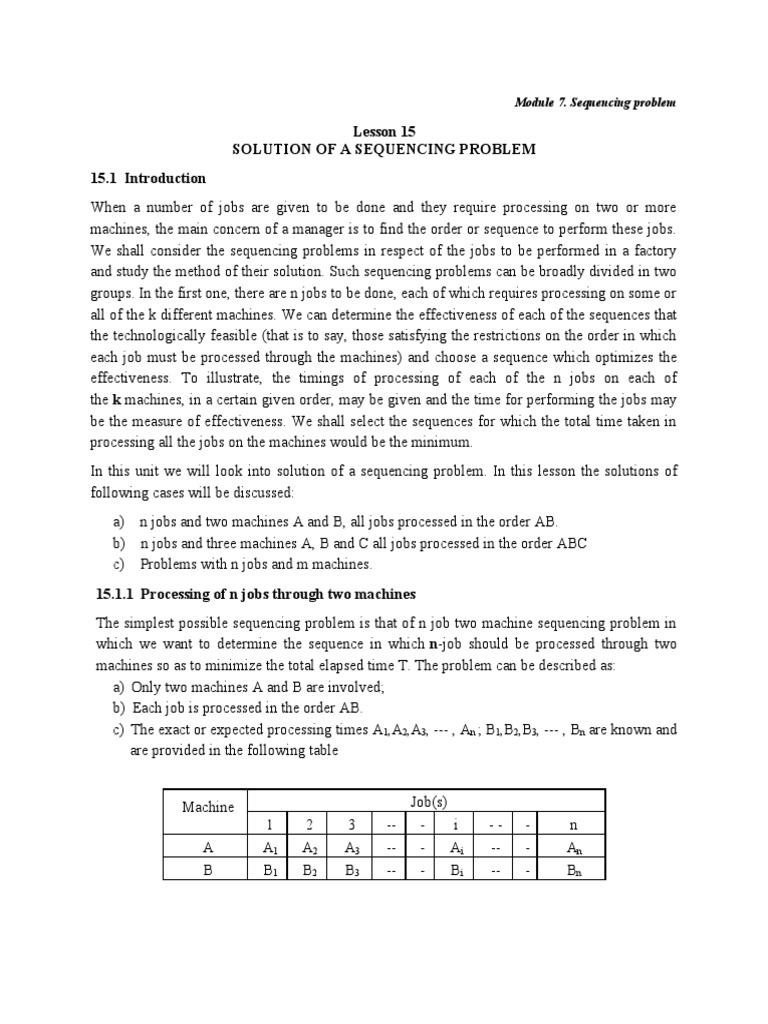 Lesson 15 Solution of A Sequencing Problem | PDF | Mathematical Optimization | Computer Science